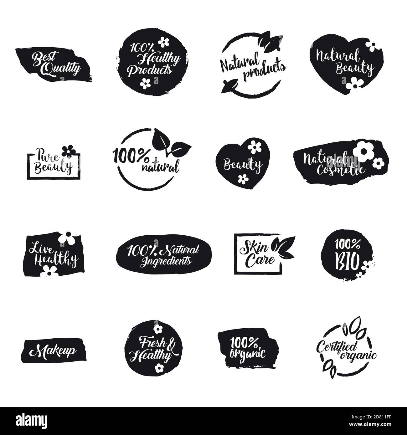 Vector collection of beauty and bio cosmetics labels, tags and elements ...