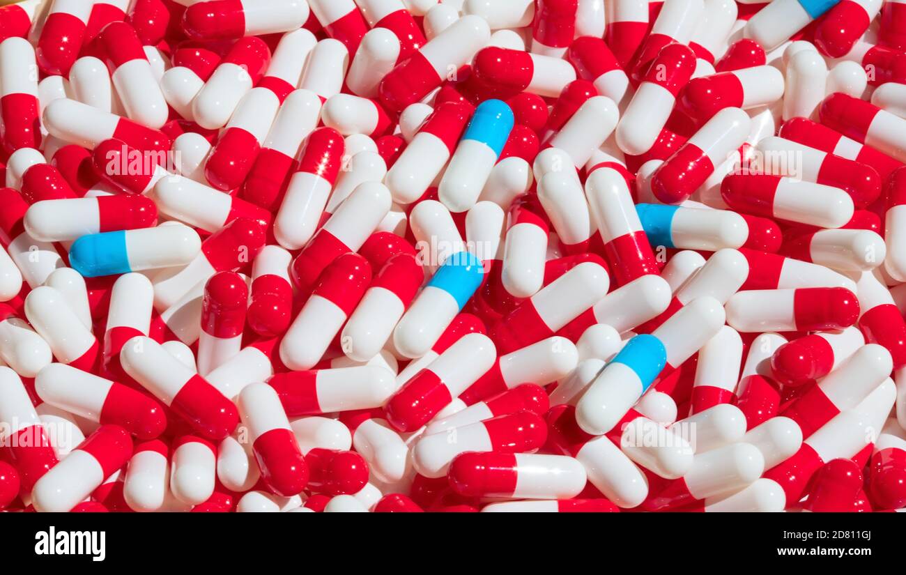 Collection of the colorful capsules with medicines Stock Photo - Alamy