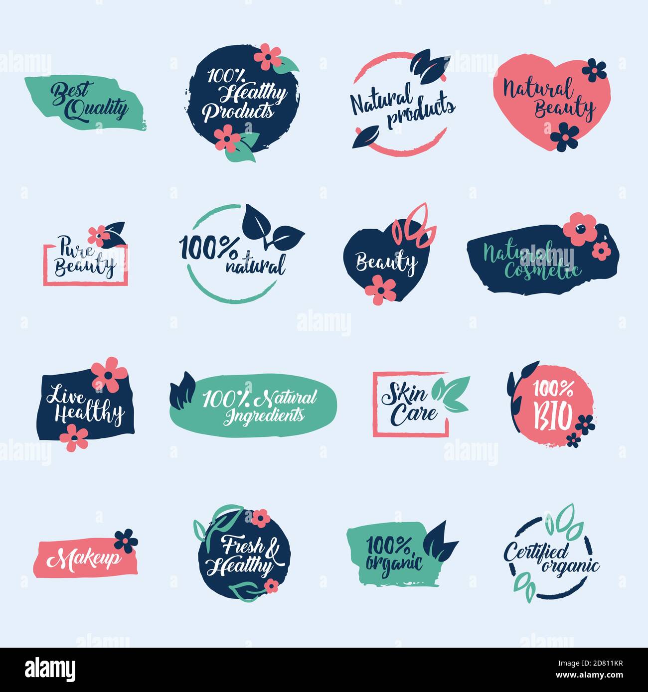 Vector collection of beauty and bio cosmetics labels, tags and elements ...