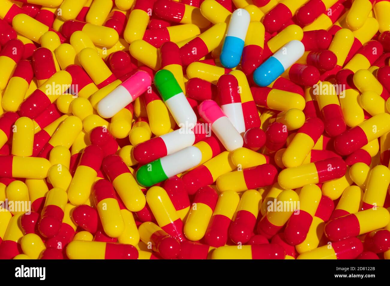 Collection of the colorful capsules with medicines Stock Photo - Alamy
