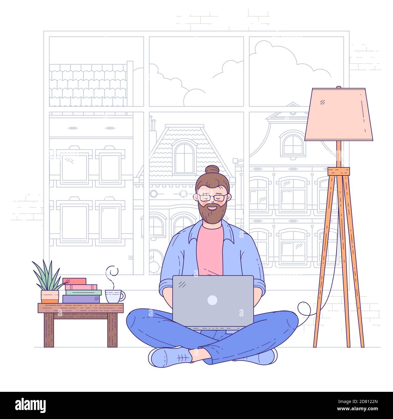 Person sits on floor Cut Out Stock Images & Pictures - Alamy