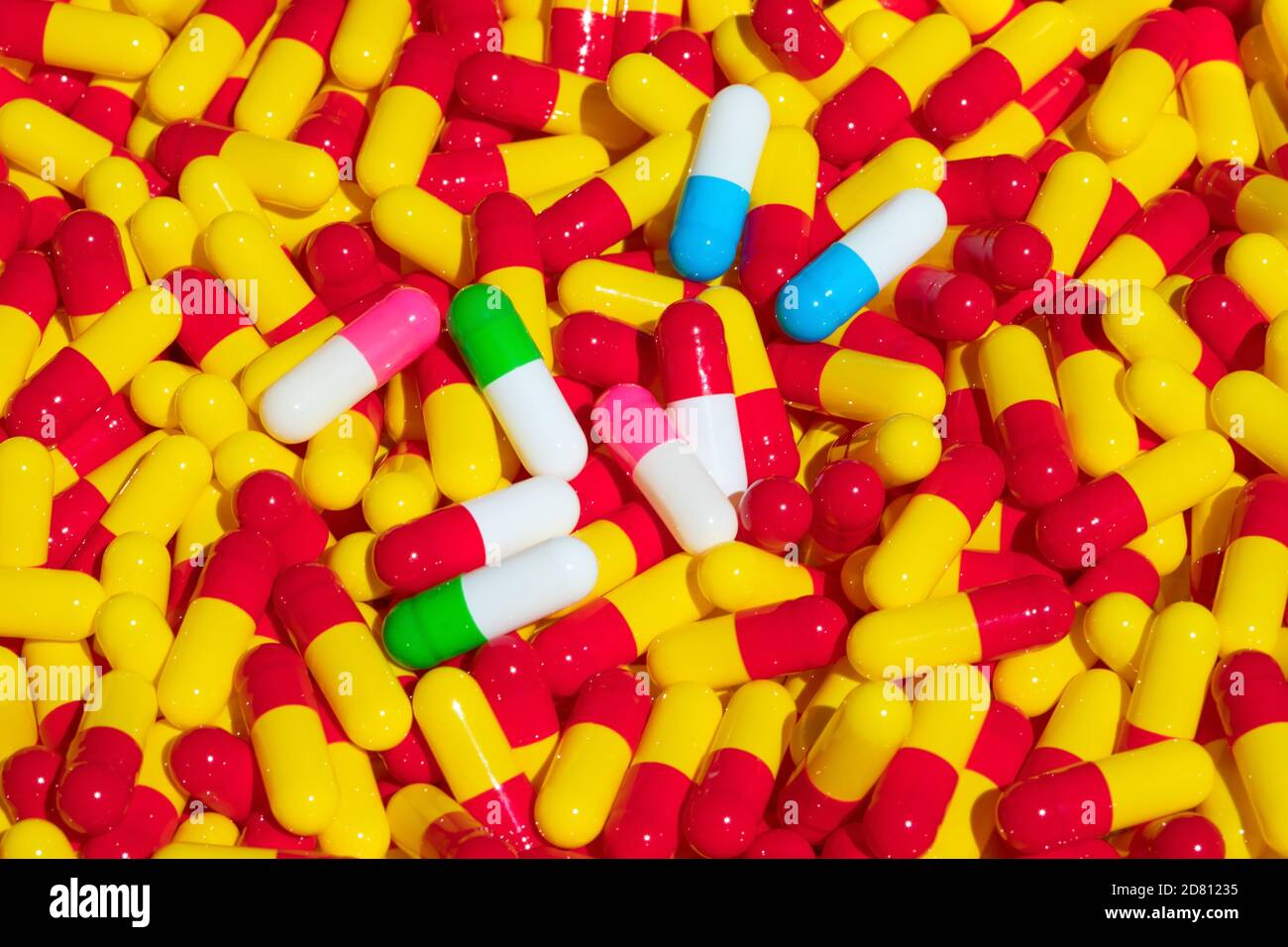 Collection of the colorful capsules with medicines Stock Photo - Alamy