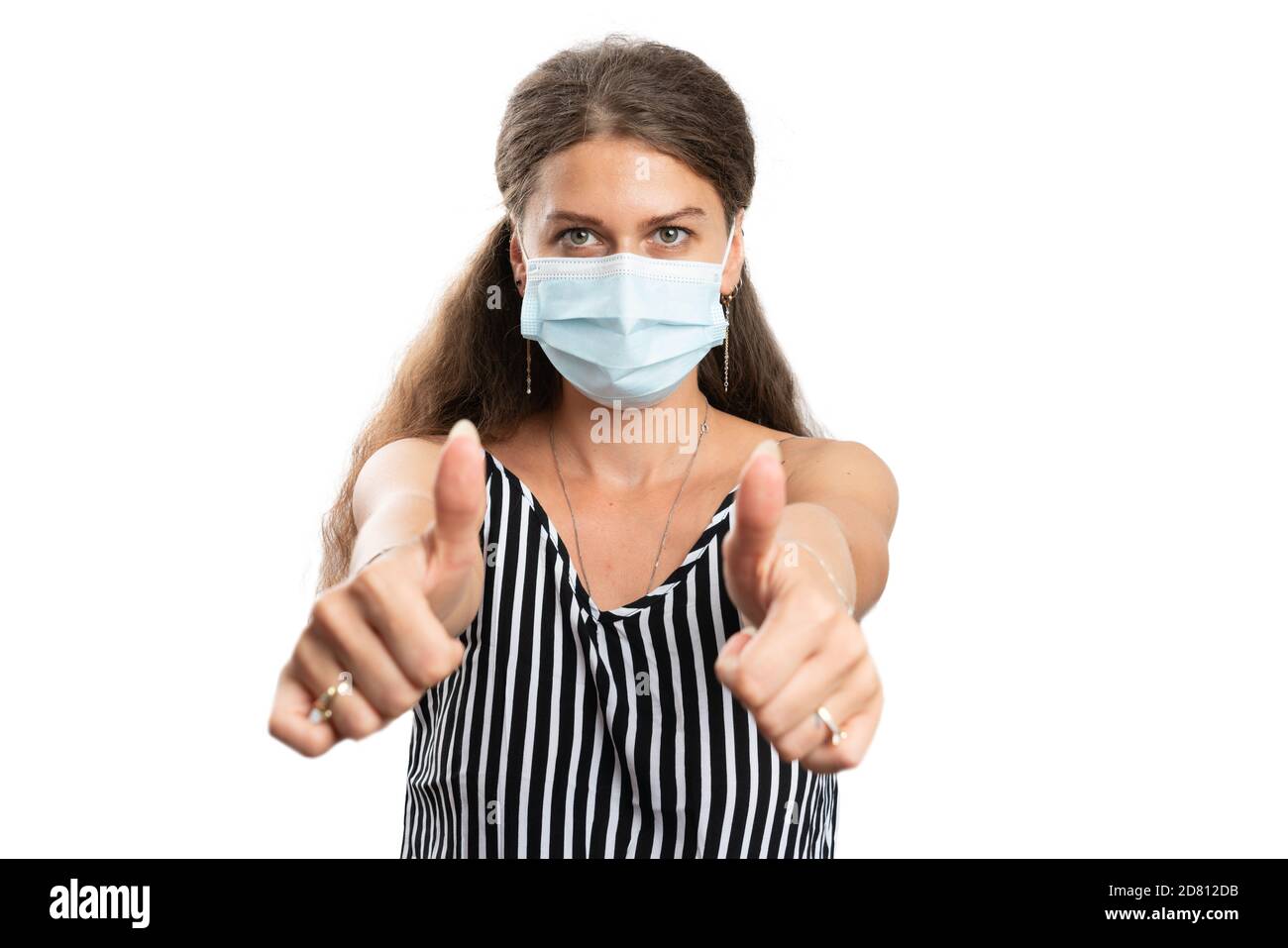 Female adult model wearing sars covid flu influenza protection ...