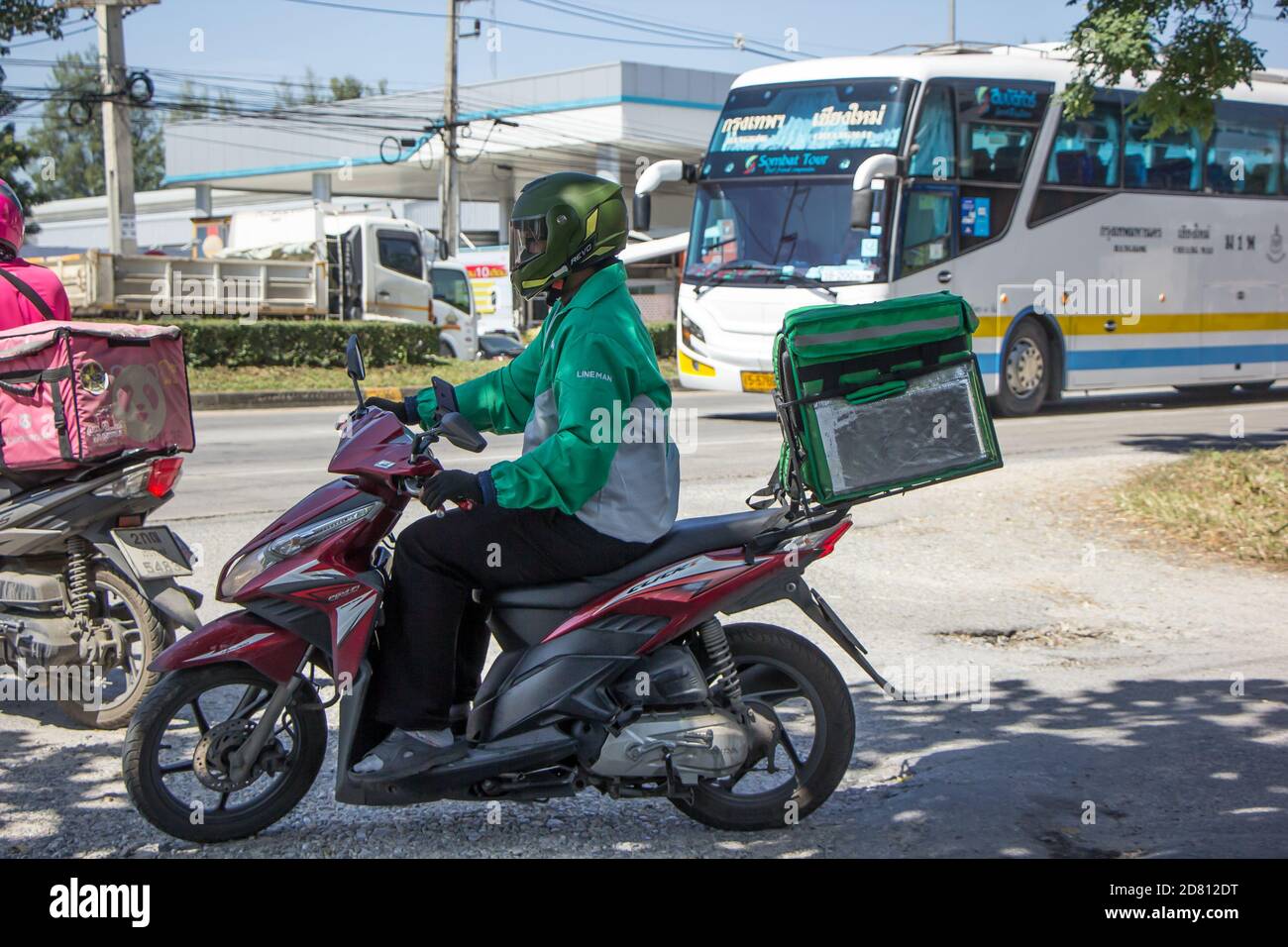 Chiangmai, Thailand - October 21 2020: Delivery service man ride a ...