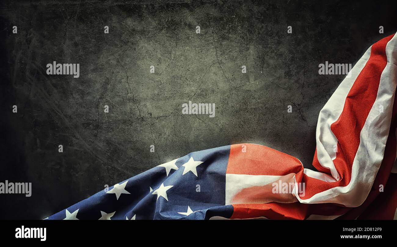 American flag on a black background. Space for text Stock Photo - Alamy
