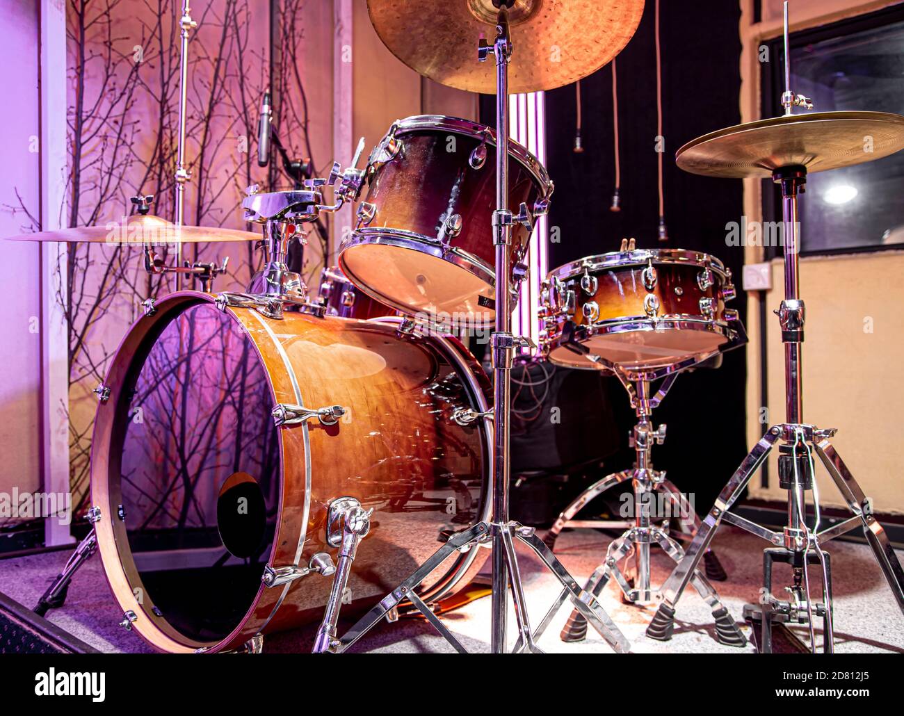 Drum kit, drums in the Studio on a beautiful background. Close up Stock ...
