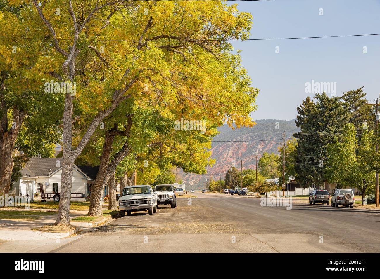 Utah, OCT 6, 2020 - Beautiful fall color around the Parowan town Stock ...