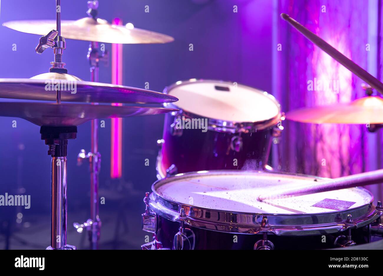 Drum kit, drums in the Studio on a beautiful background. Close up Stock ...