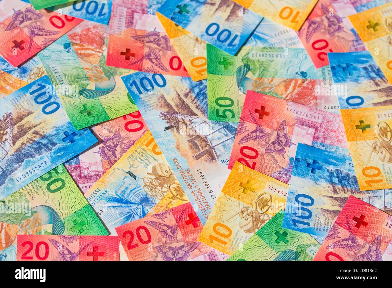 Collection of the new swiss banknotes (issued in 2017-2019 Stock Photo ...