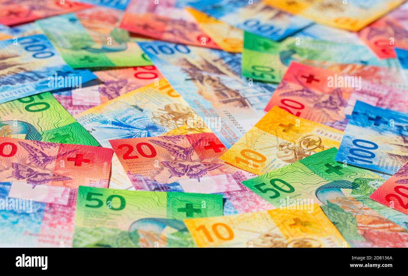 Collection of the swiss banknotes (new release issued in 2017-2019 ...