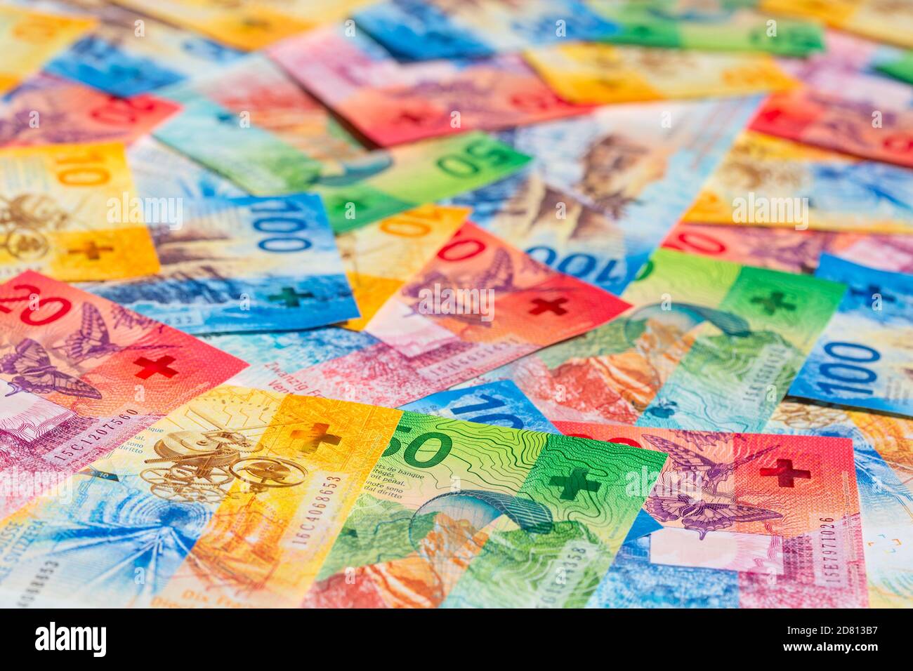 Collection of the swiss banknotes (new release issued in 2017-2019 ...