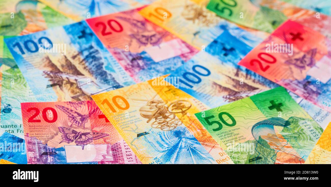 Collection of the new swiss banknotes (issued in 2017-2019 Stock Photo ...