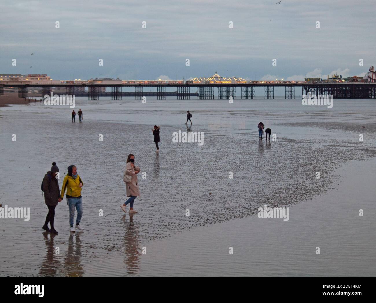 Brighton beach low tide palace hi-res stock photography and images - Alamy