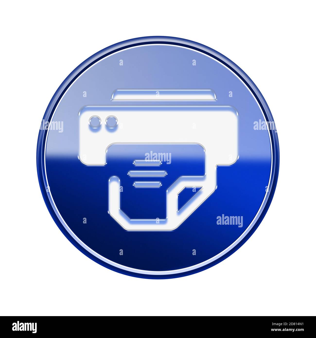 Printer icon glossy blue, isolated on white background Stock Photo - Alamy