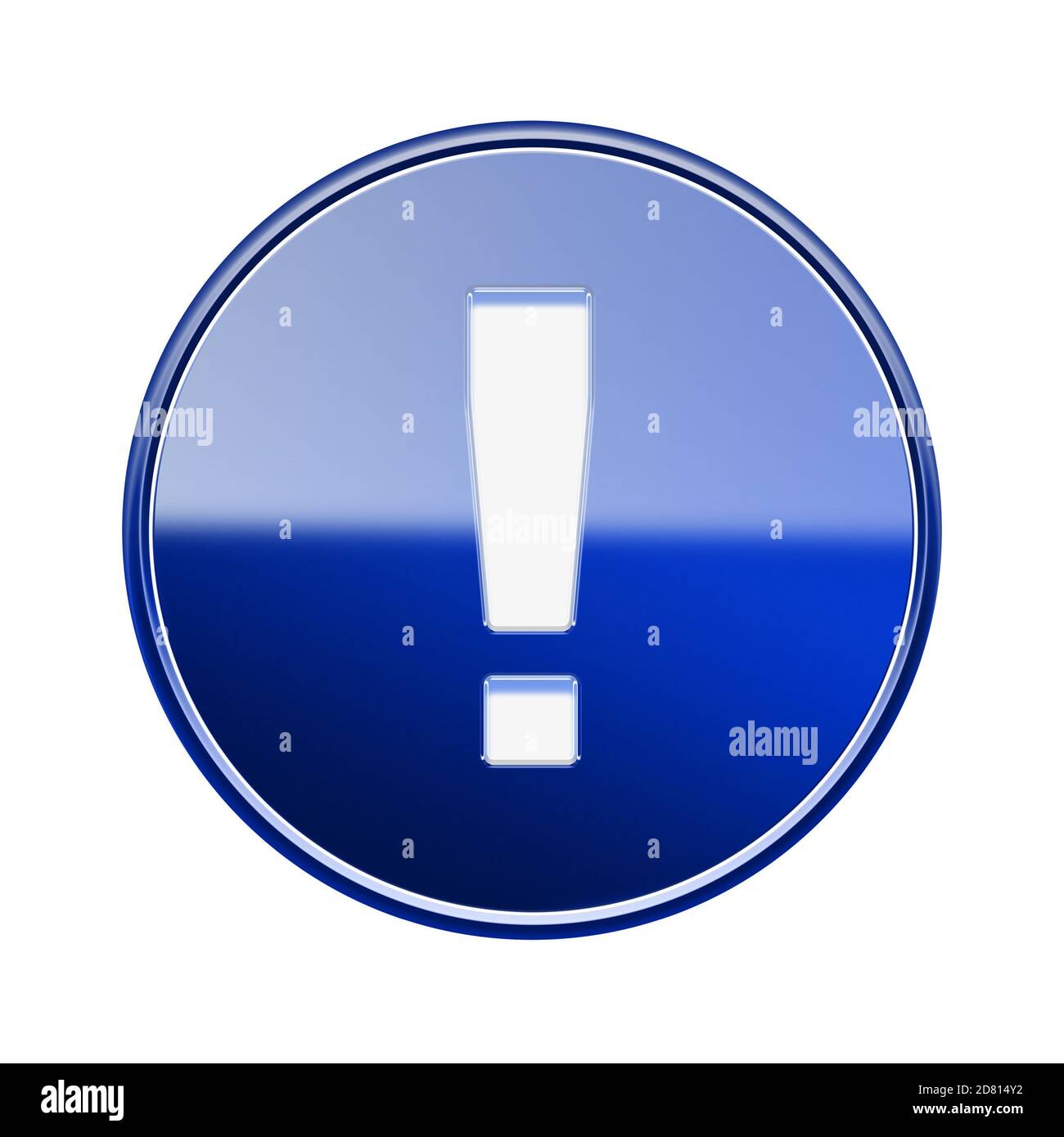 Exclamation symbol icon glossy blue, isolated on white background Stock ...