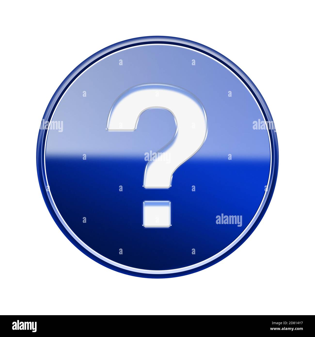 Help icon glossy blue, isolated on white background Stock Photo - Alamy