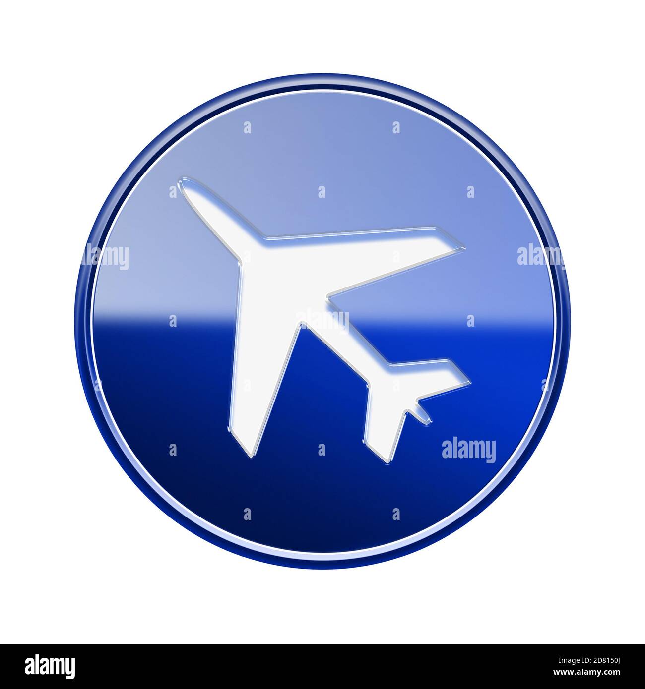 Airplane icon glossy blue, isolated on white background Stock Photo - Alamy
