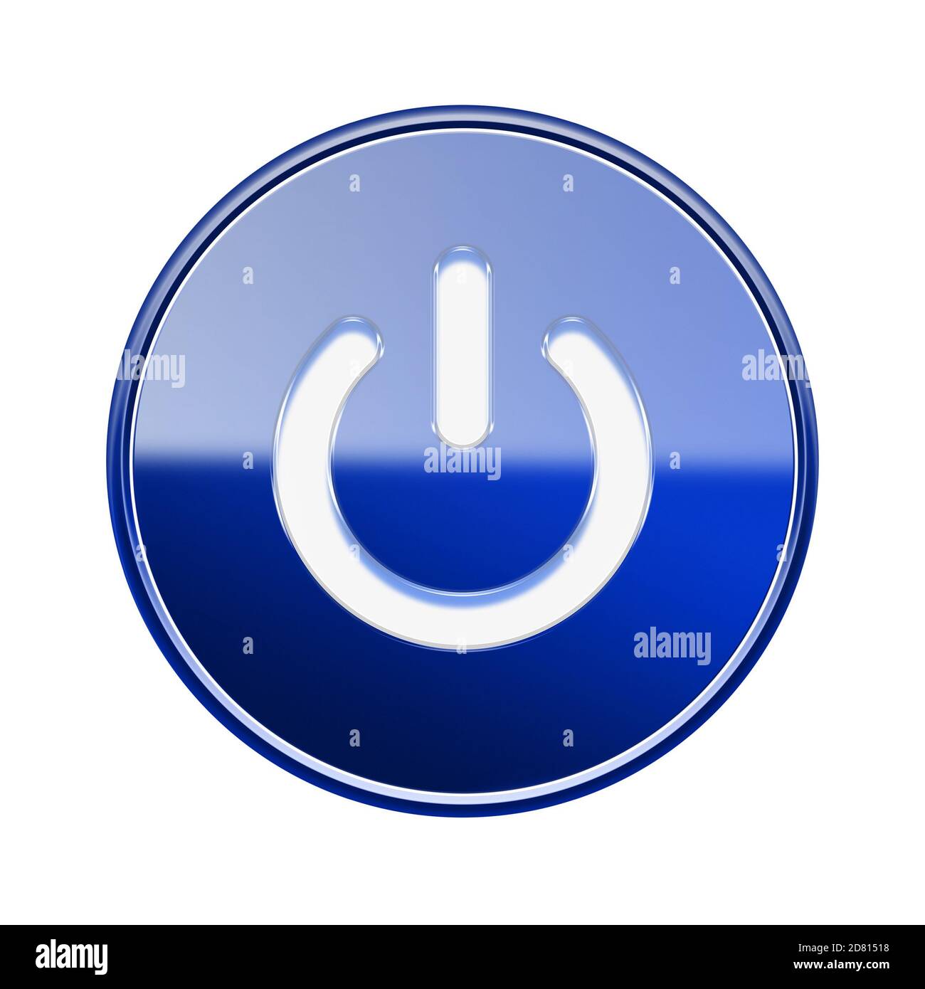 Power button icon glossy blue, isolated on white background Stock Photo ...