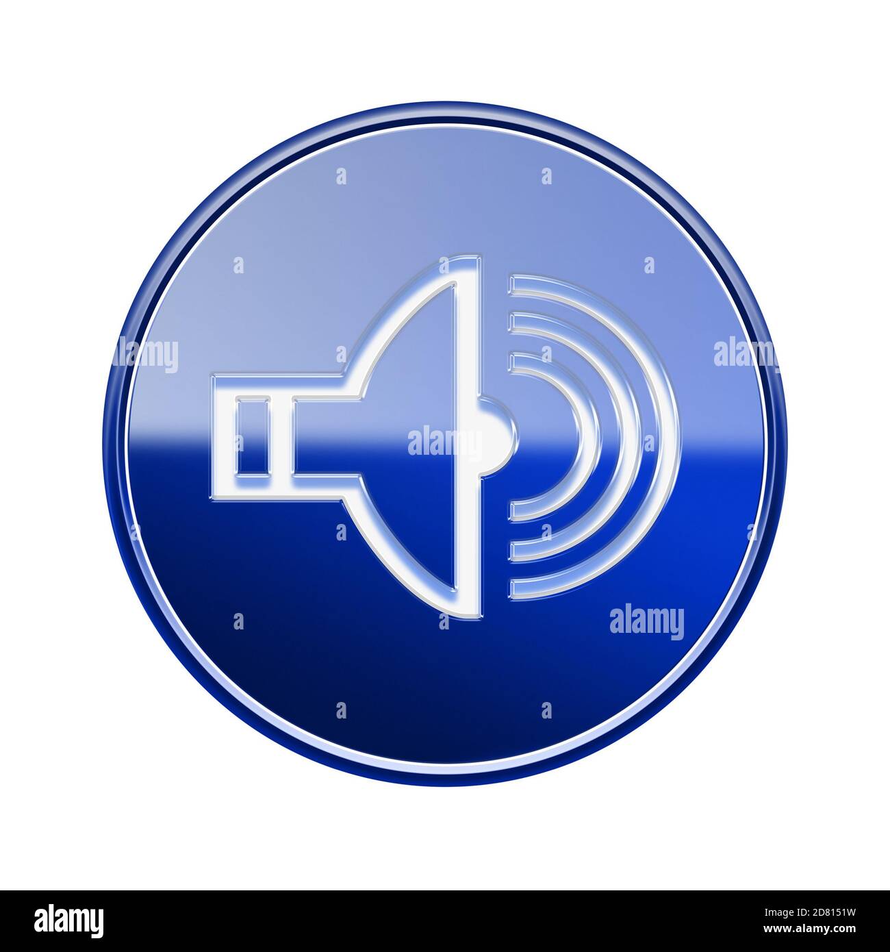 Speaker icon glossy blue, isolated on white background Stock Photo - Alamy