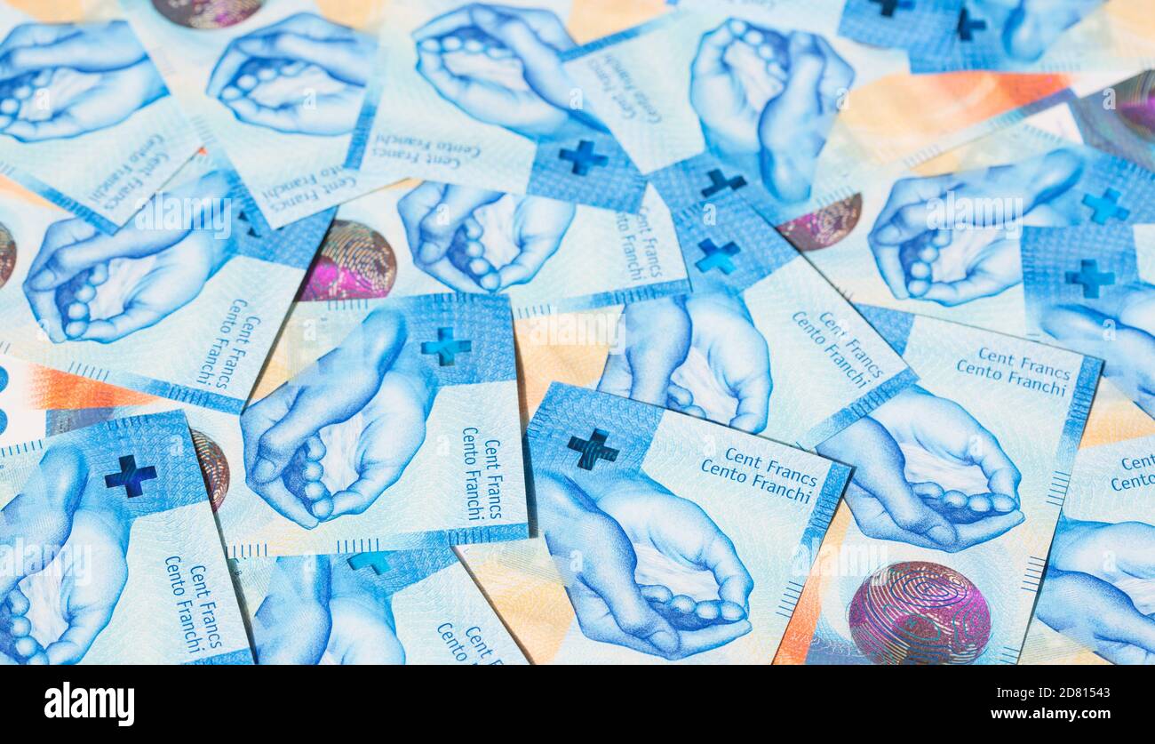 Collection of the new swiss banknotes (issued in 2017-2019 Stock Photo ...