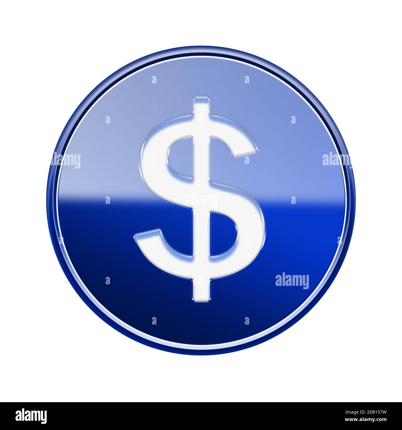 Dollar icon glossy blue, isolated on white background Stock Photo - Alamy