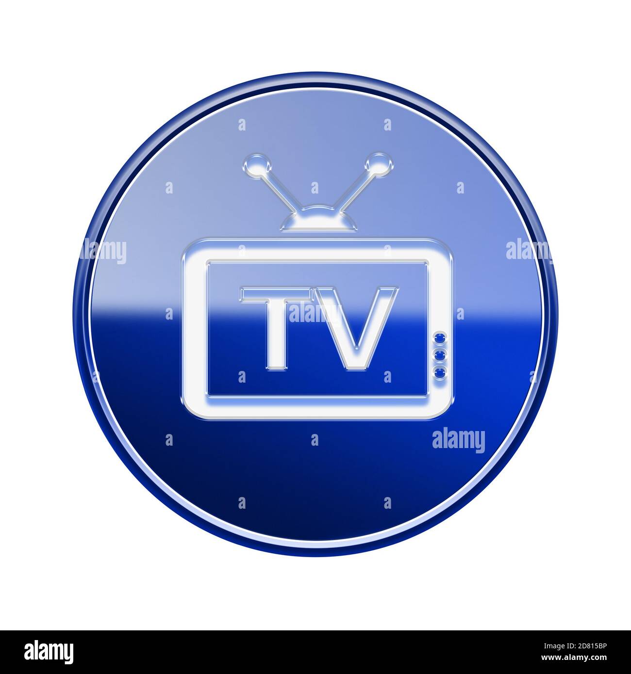TV icon glossy blue, isolated on white background Stock Photo - Alamy