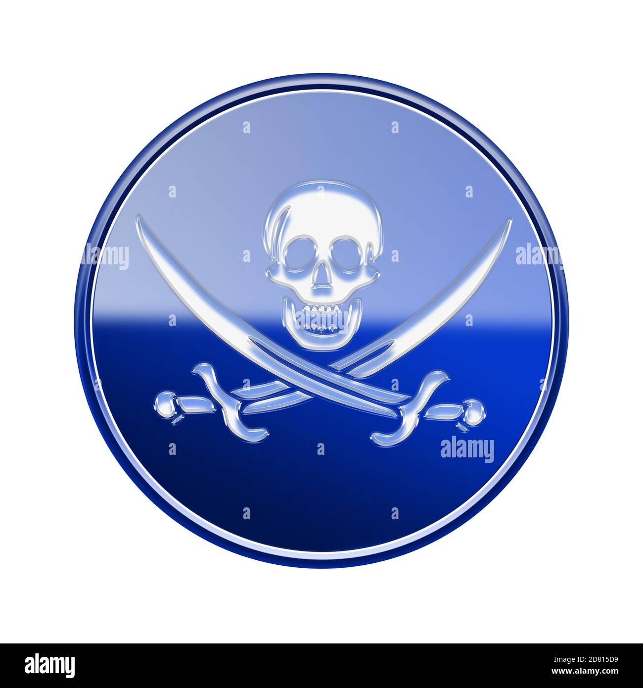 Pirate icon glossy blue, isolated on white backround Stock Photo - Alamy