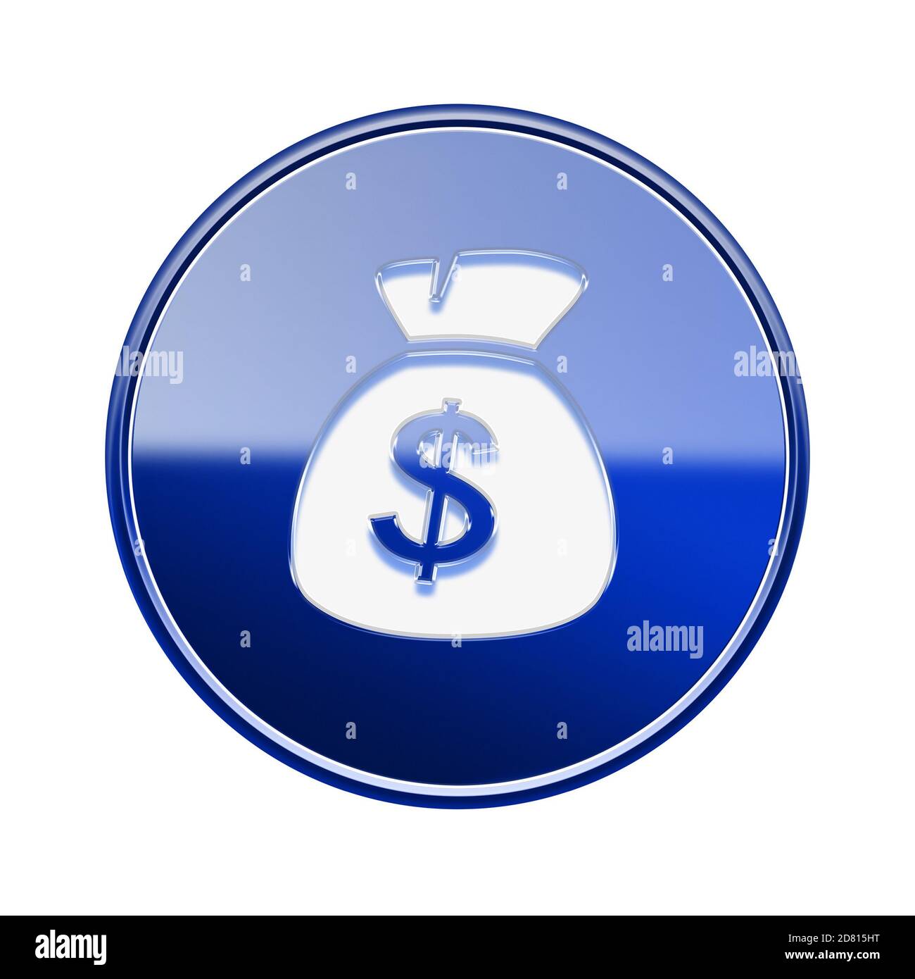 dollar icon glossy blue, isolated on white background Stock Photo - Alamy