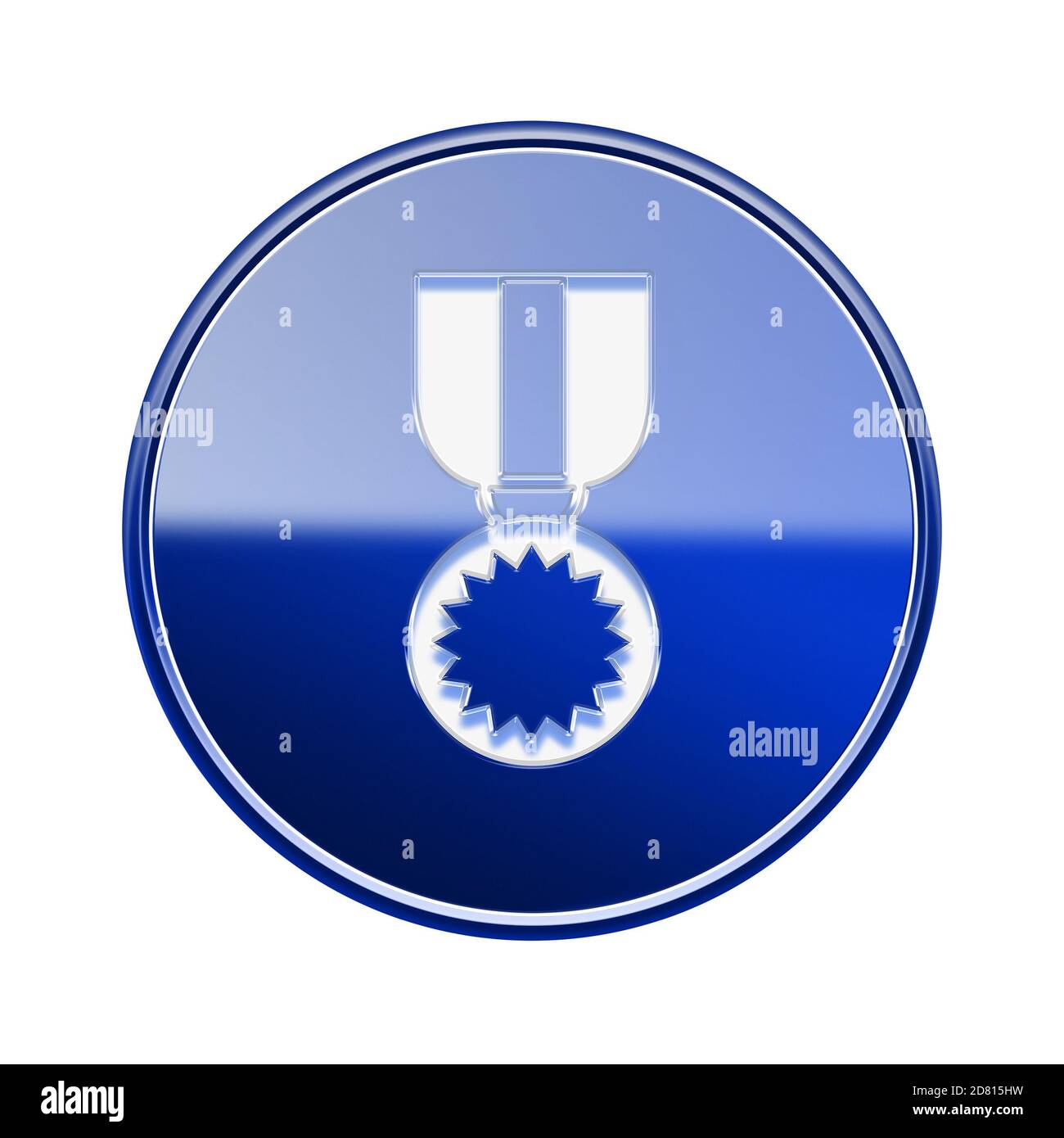 medal icon glossy blue, isolated on white background Stock Photo - Alamy