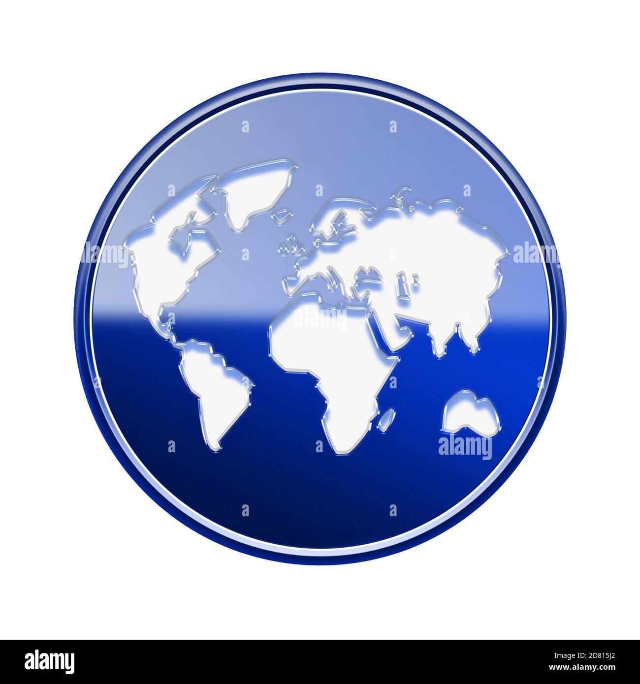 World icon glossy blue, isolated on white background Stock Photo - Alamy