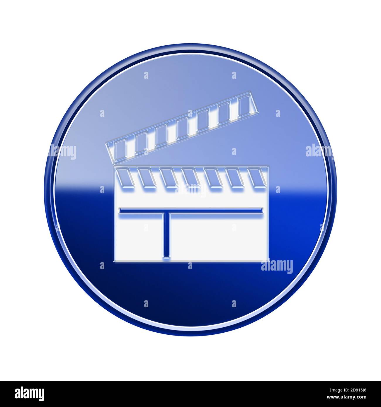 movie clapper board icon glossy blue, isolated on white background ...
