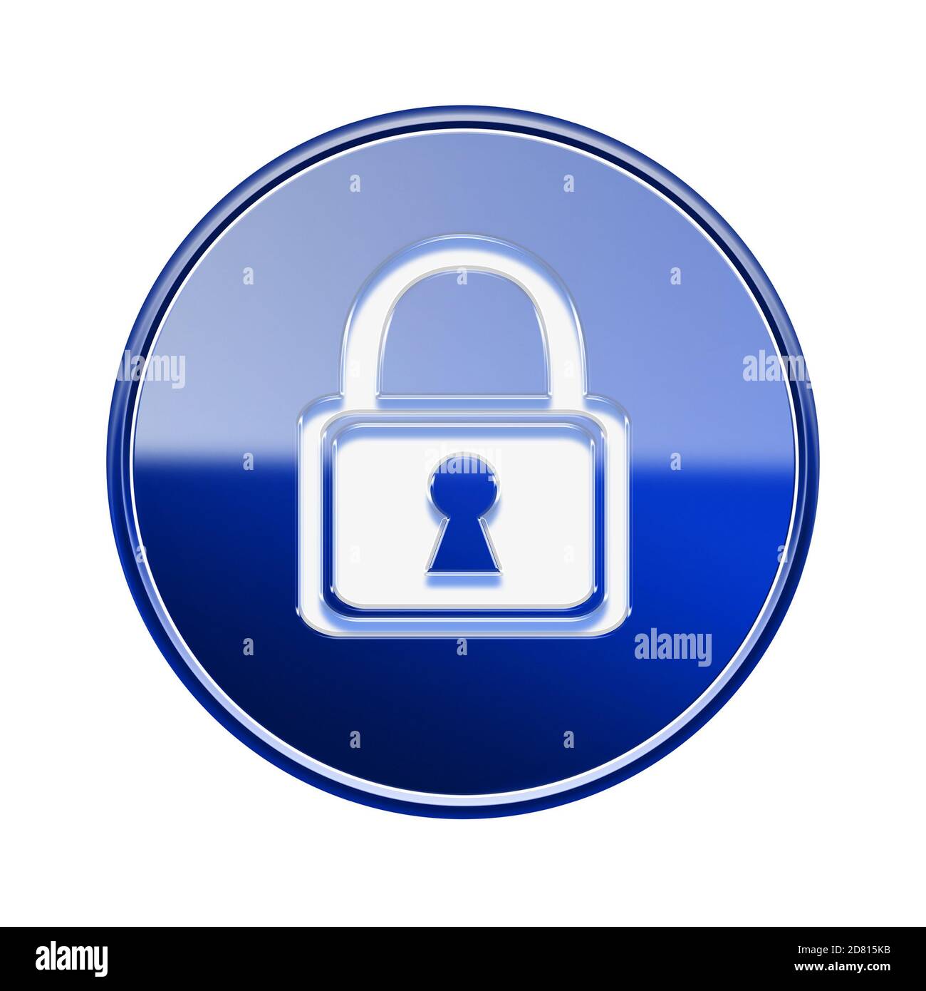 Lock icon glossy blue, isolated on white background Stock Photo - Alamy