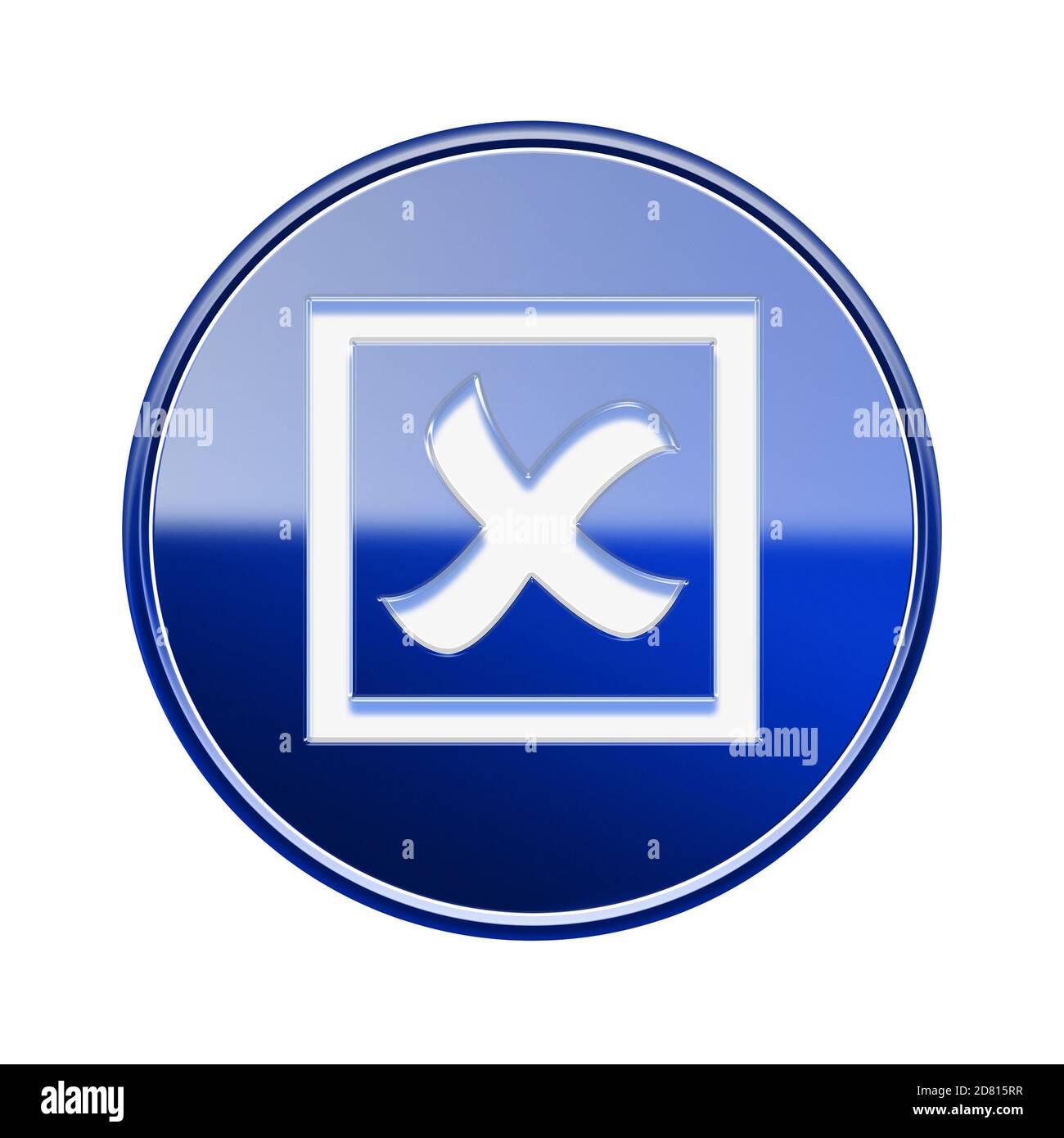 close icon glossy blue, isolated on white background Stock Photo - Alamy