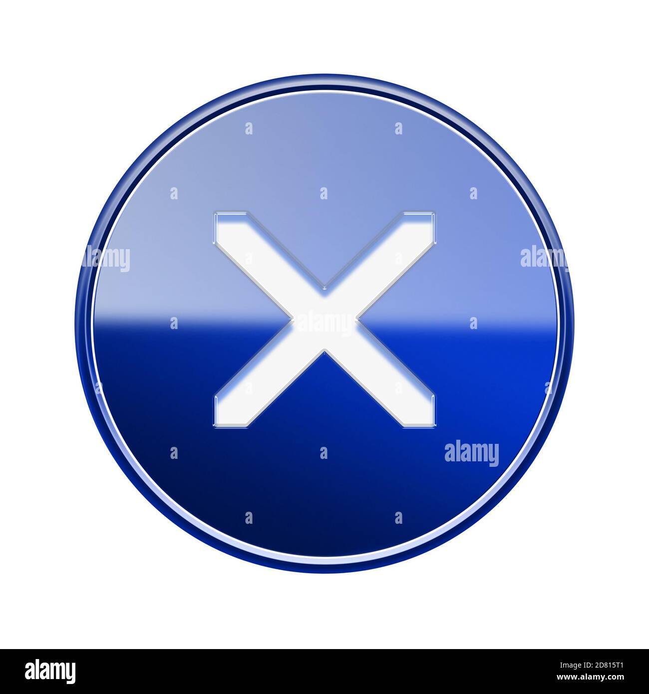 close icon glossy blue, isolated on white background Stock Photo - Alamy