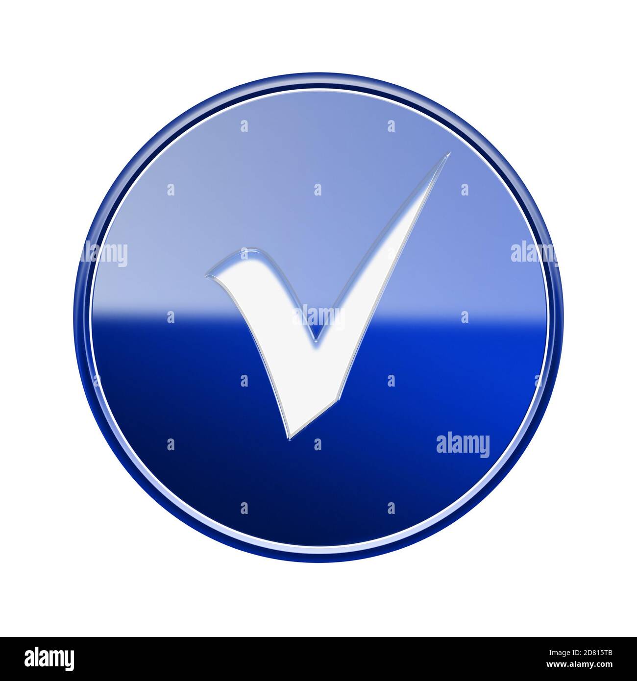 check icon glossy blue, isolated on white background Stock Photo - Alamy