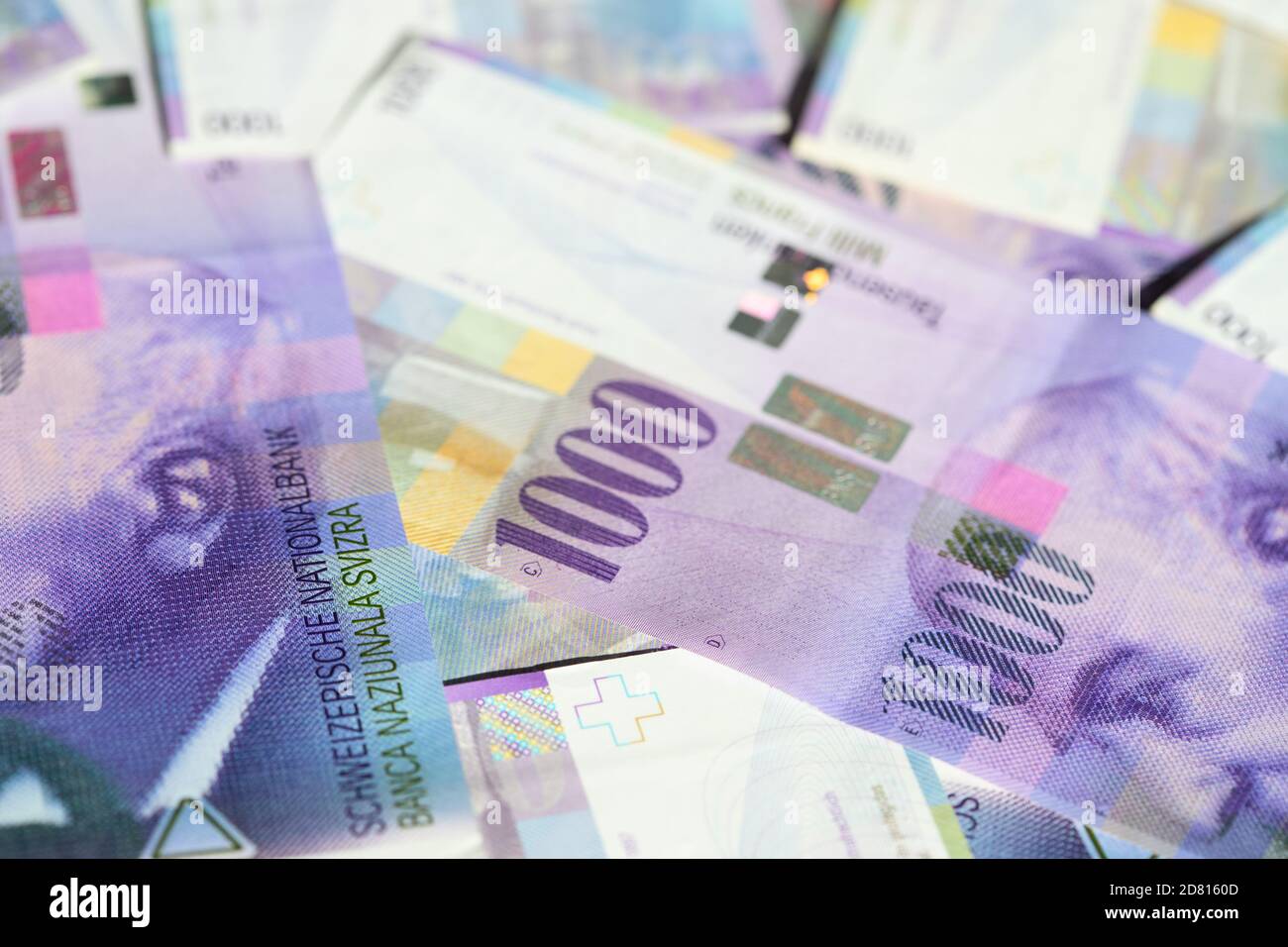 Collection of the Swiss 1000 franks banknotes. 1000 franks note issued ...