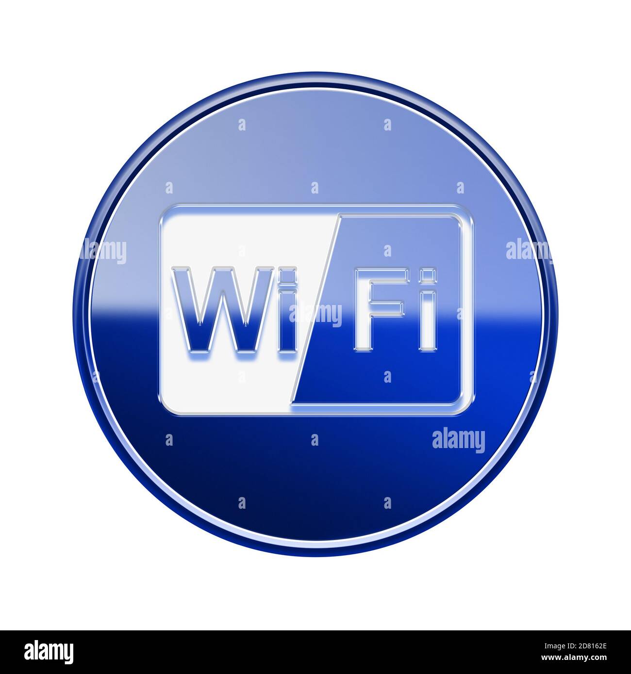 WI-FI icon glossy blue, isolated on white background Stock Photo - Alamy