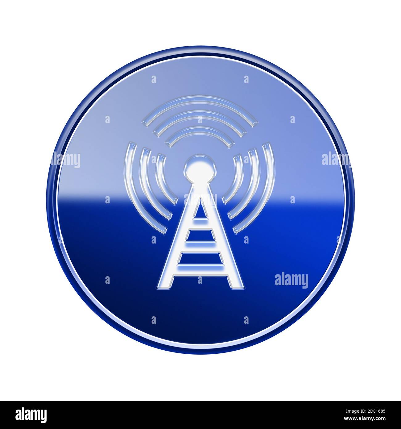 WI-FI tower icon glossy blue, isolated on white background Stock Photo ...