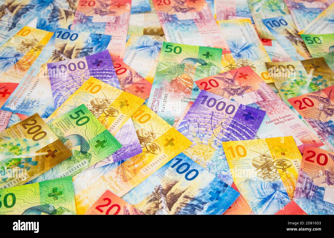 Collection of the new swiss banknotes (issued in 2017-2019 Stock Photo ...