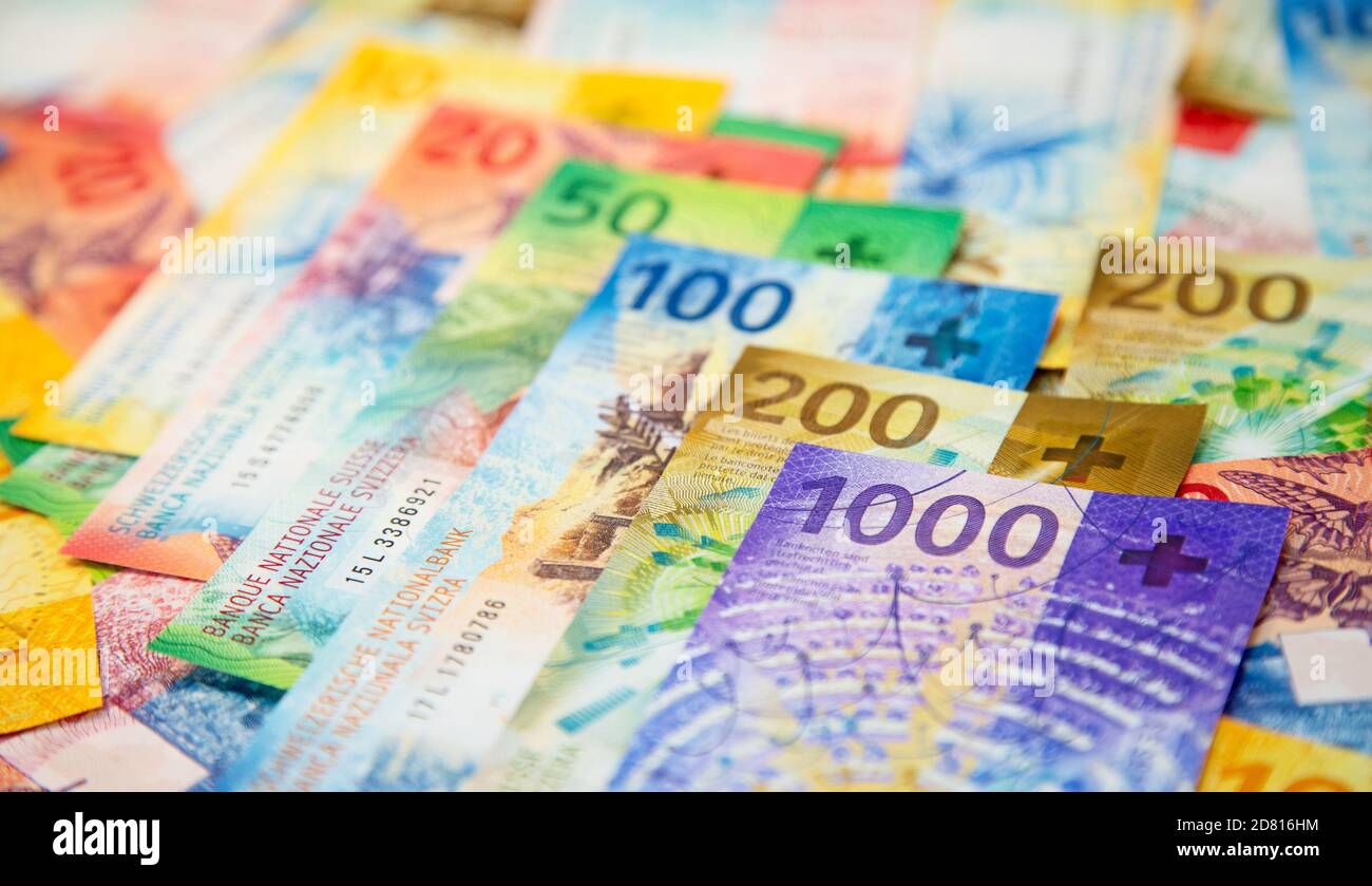 Collection of the new swiss banknotes (issued in 2017-2019 Stock Photo ...