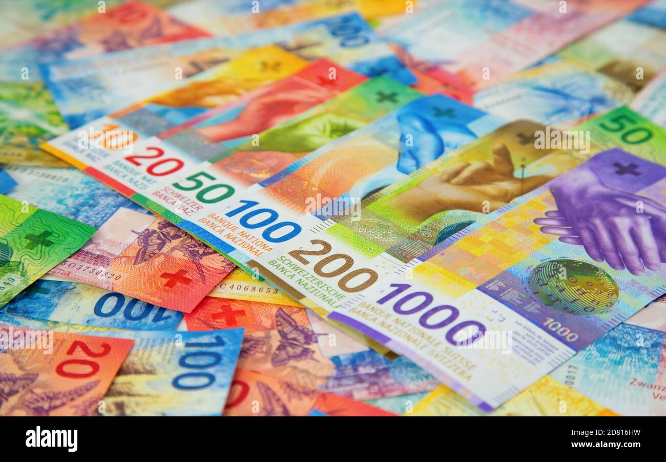 Collection of the new swiss banknotes (issued in 2017-2019 Stock Photo ...