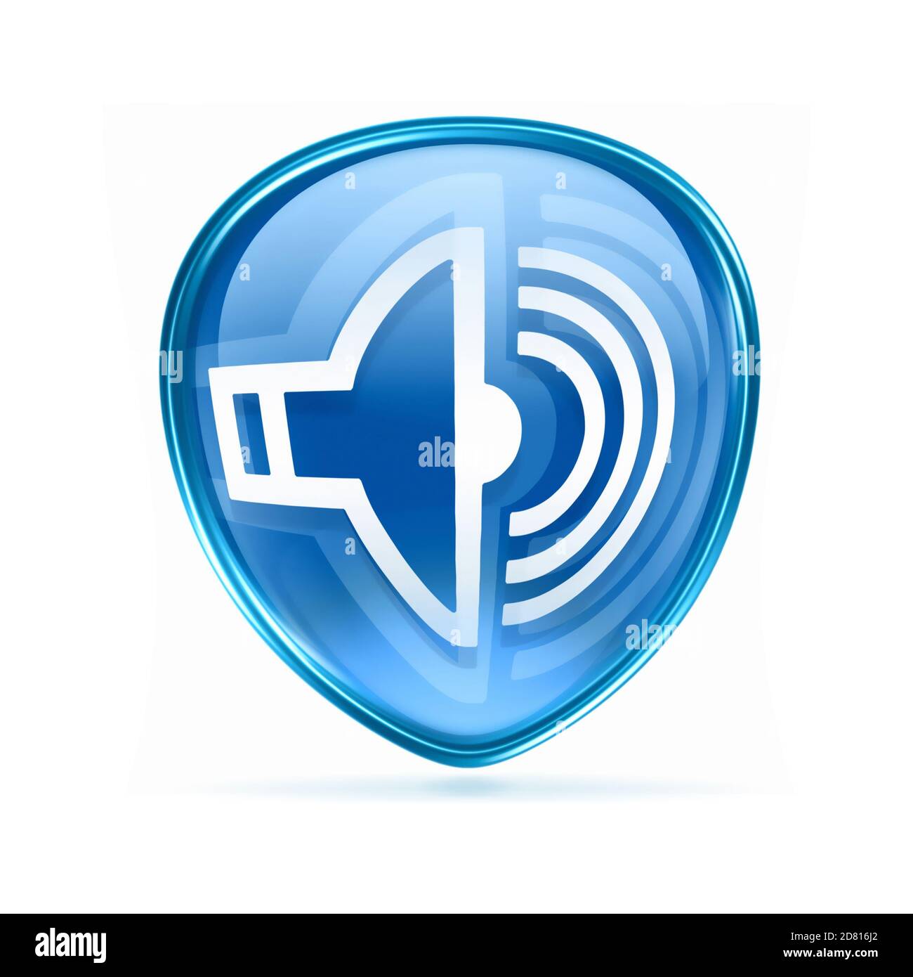 speaker icon blue, isolated on white background Stock Photo - Alamy