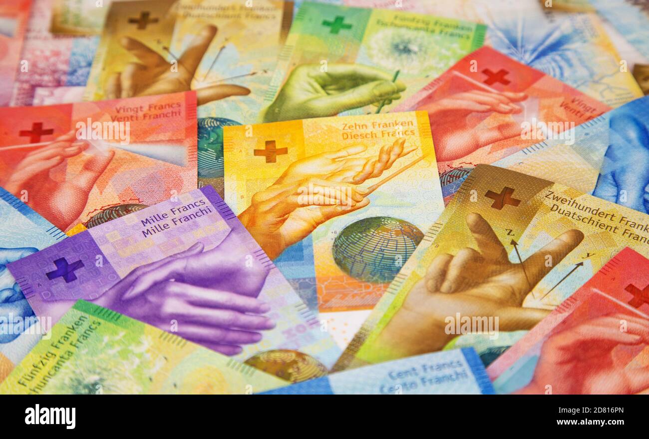 Collection of the new swiss banknotes (issued in 2017-2019 Stock Photo ...