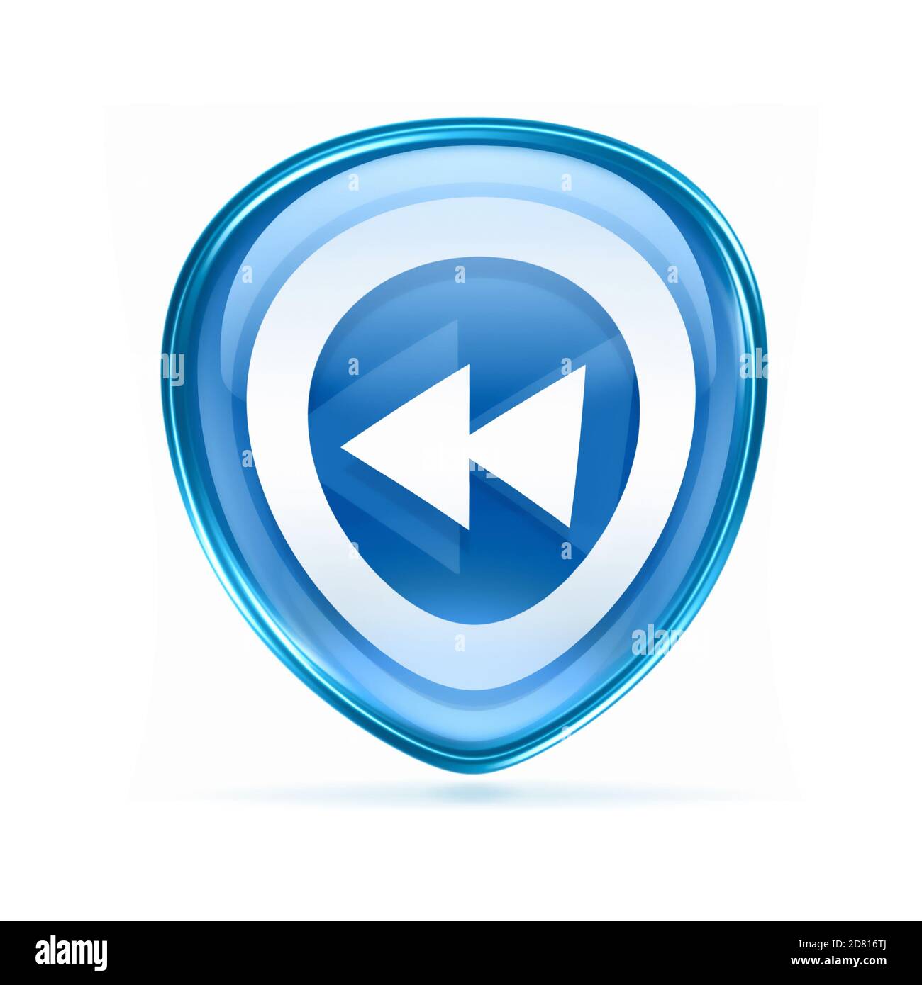 Rewind icon blue, isolated on white background Stock Photo - Alamy