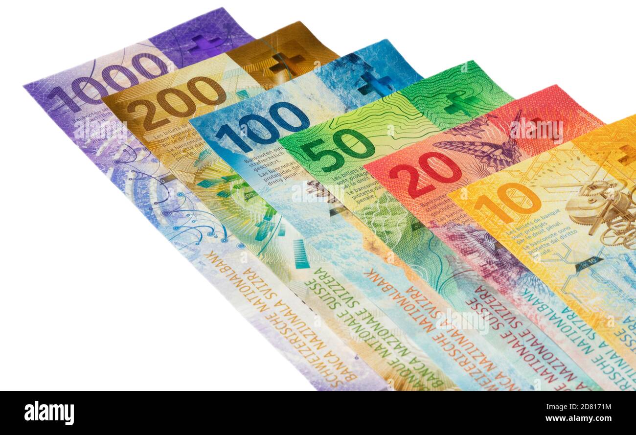 Collection of the new swiss banknotes (issued in 2017 Stock Photo - Alamy
