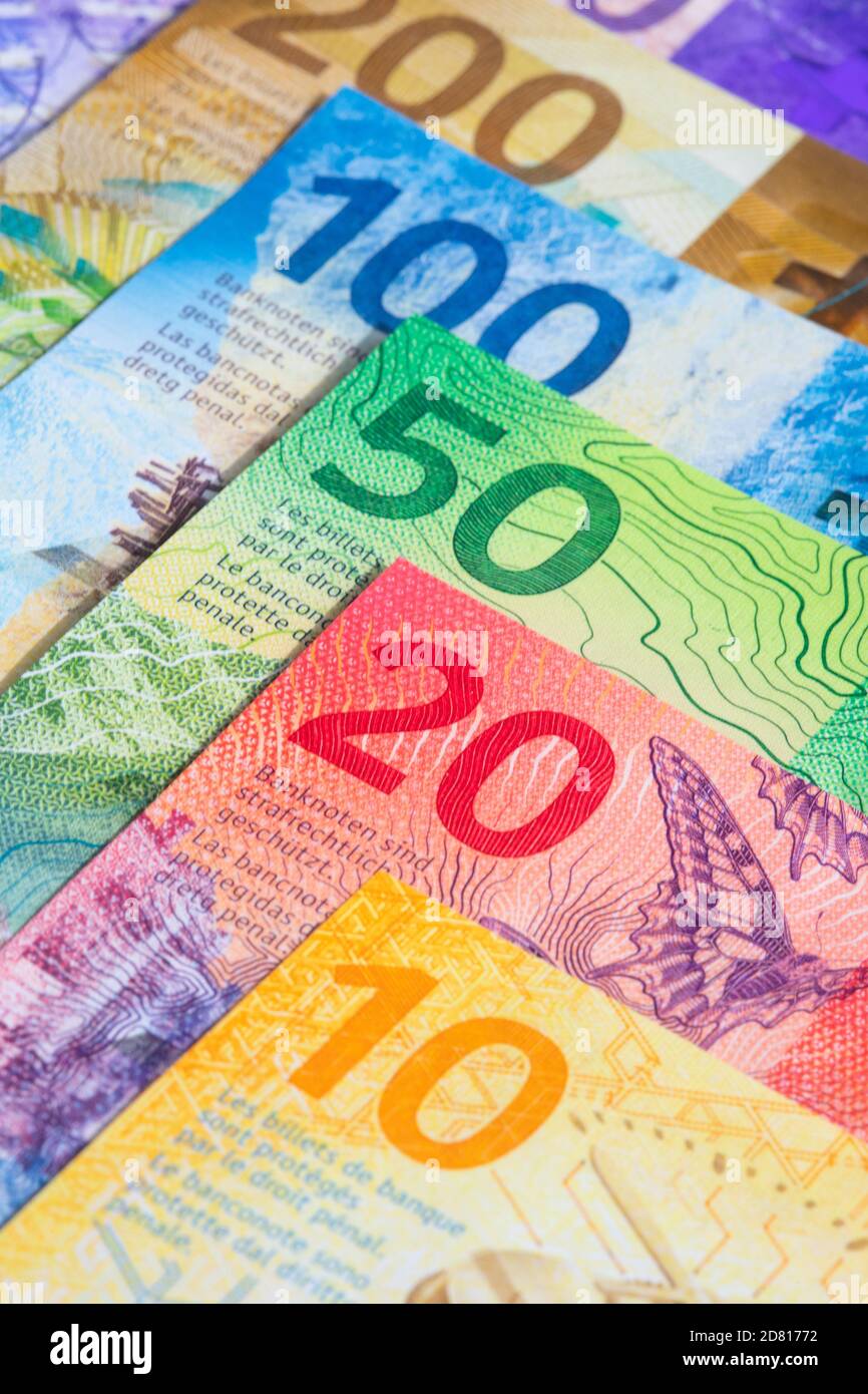 Collection of the new swiss banknotes (issued in 2017 Stock Photo - Alamy
