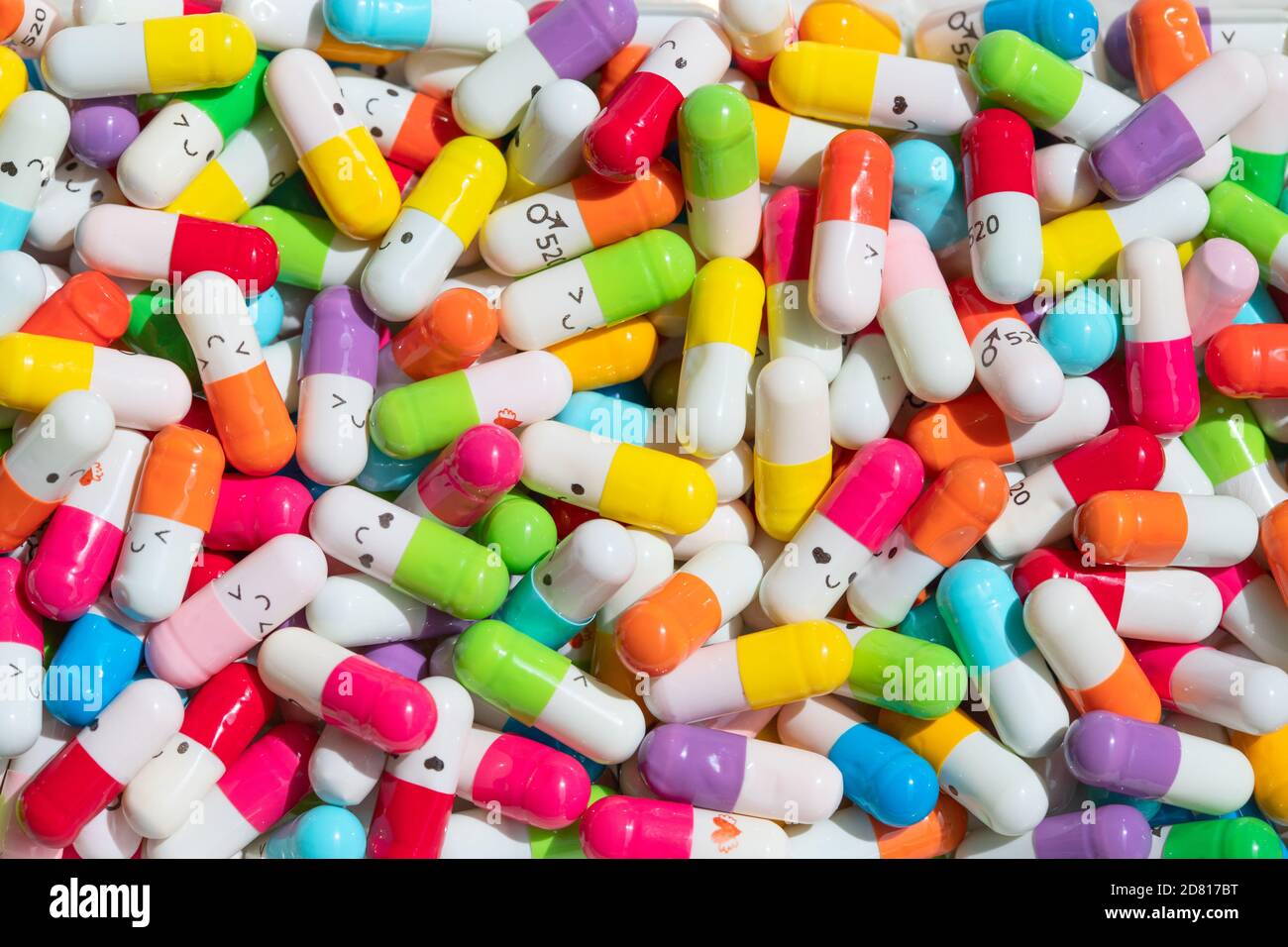 Collection of the colorful capsules with medicines Stock Photo - Alamy