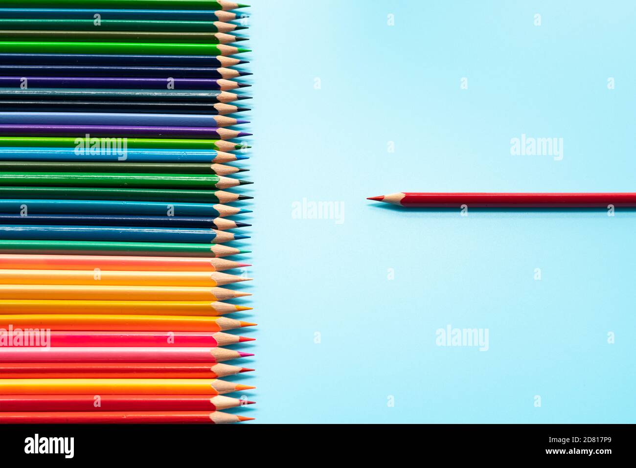 Leadership business concept. Red color pencil lead presentation to ...