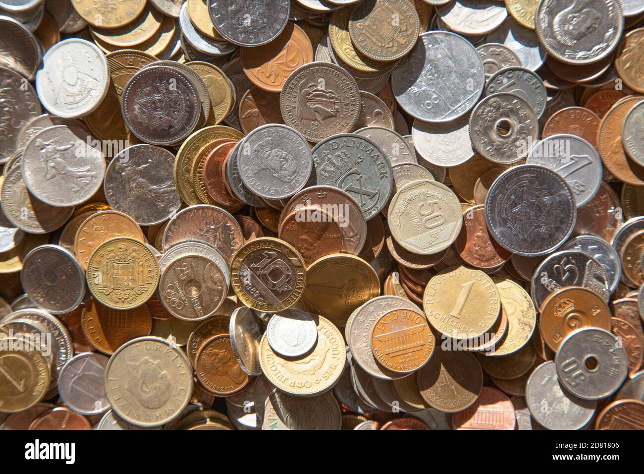 Collection of the old circulated coins Stock Photo - Alamy