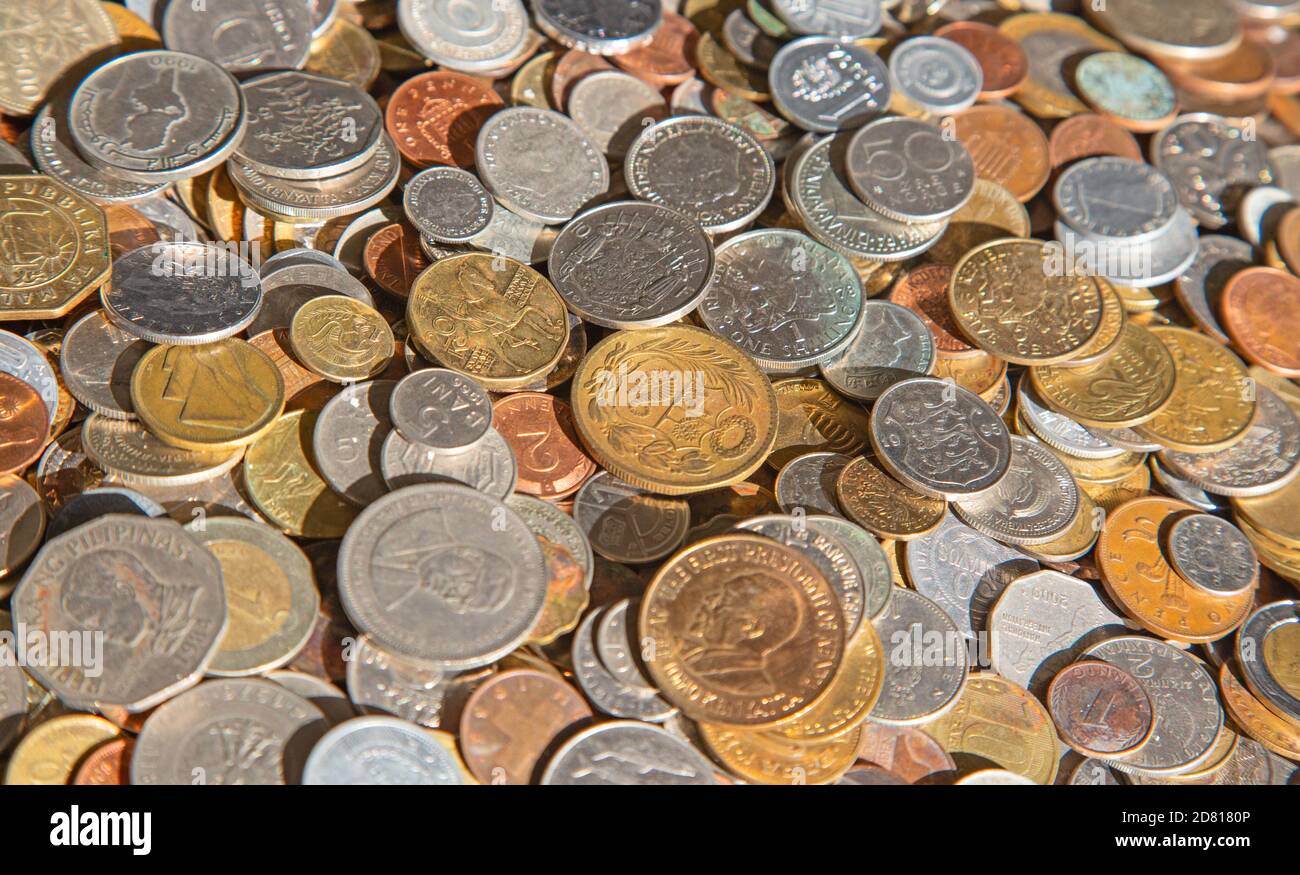 Collection of the old circulated coins Stock Photo - Alamy